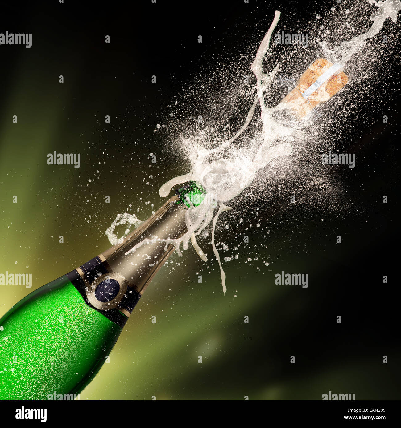 Champagne explosion on black background, celebration theme Stock Photo ...