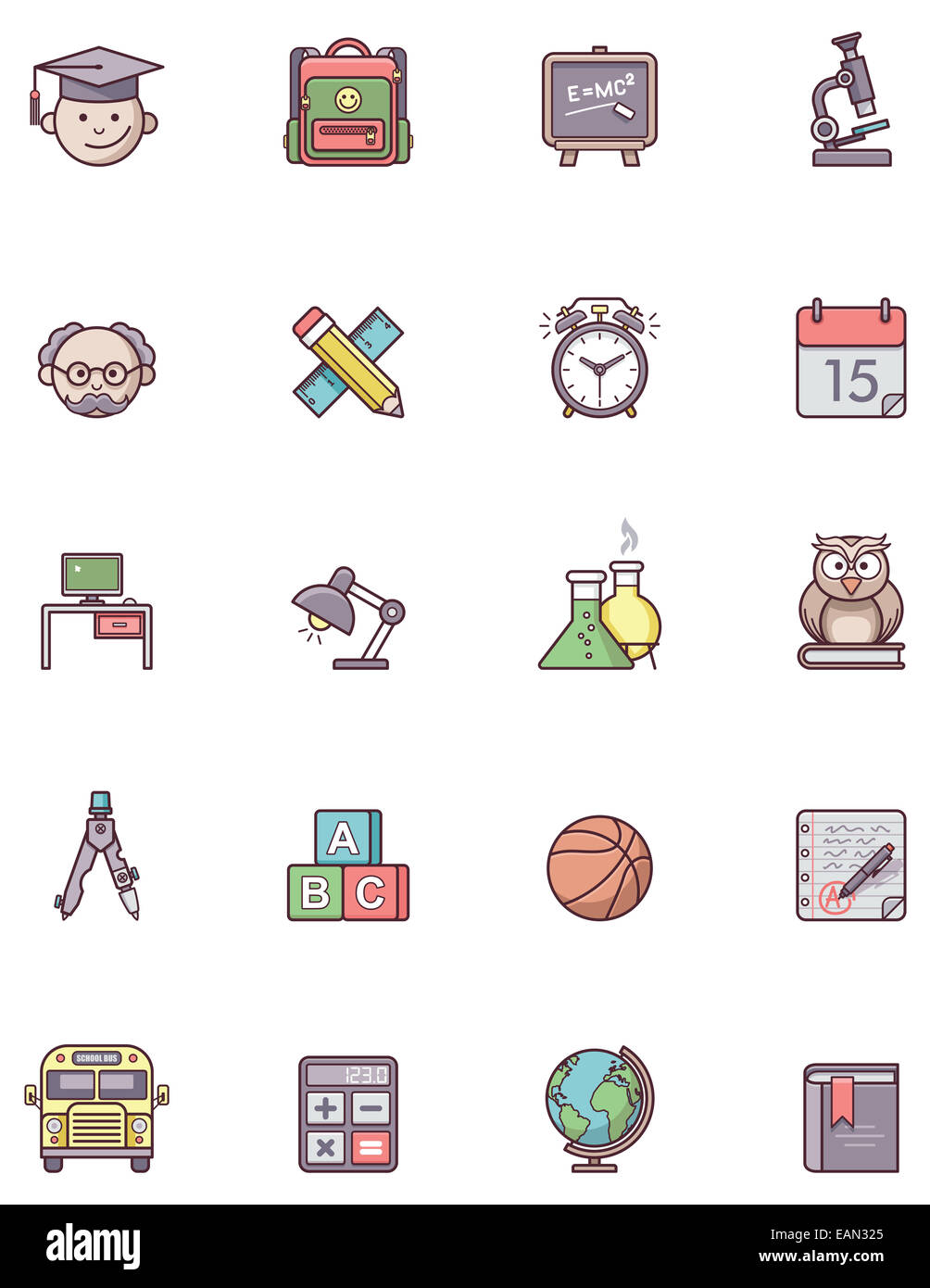 Education icon set science hi-res stock photography and images - Alamy