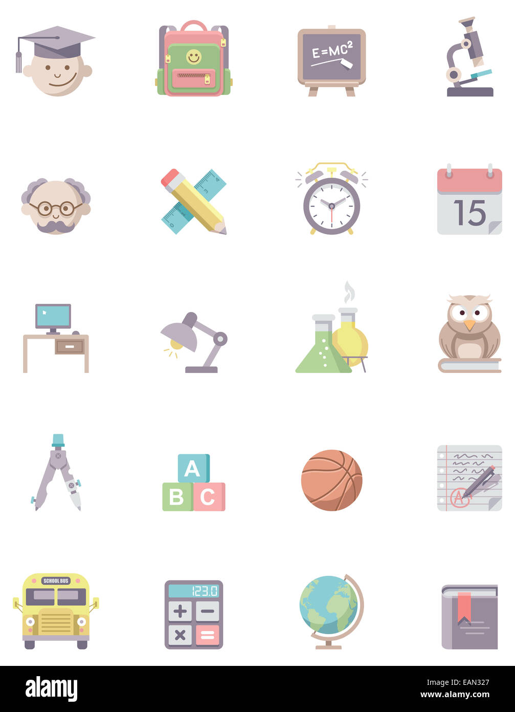 Illustration set education icon Cut Out Stock Images & Pictures - Alamy