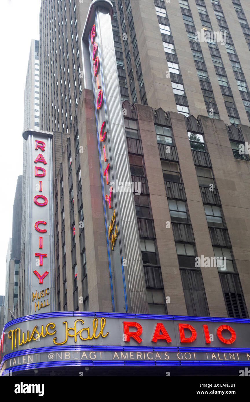 Radio city music hall neon sign Stock Photo - Alamy