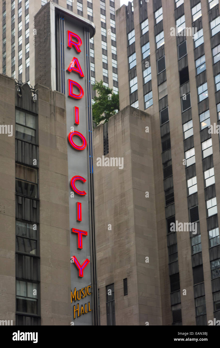 Radio city music hall neon sign Stock Photo - Alamy