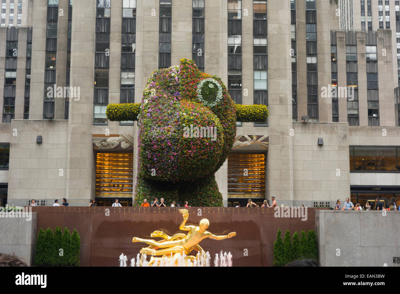 Jeff Koons split rocker topiary at Rockefeller center NYC Stock Photo ...