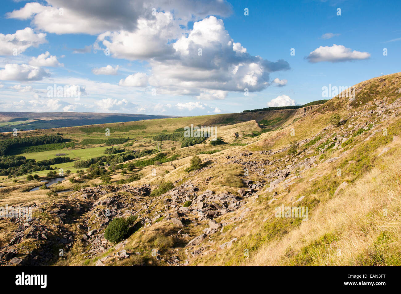 Coombes edge in Charlesworth near Glossop, Derbyshire. A sunny summer ...
