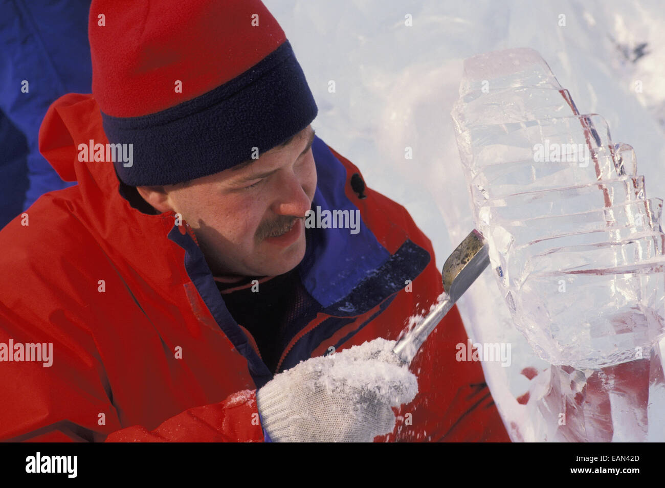 Ice Carver Creating Sculpture @ Ice Carving Festival Anchorage Ak Sc ...