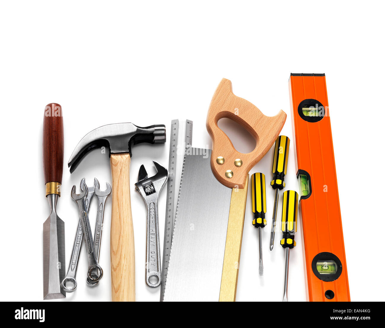 Selection of work tools isolated on a white background Stock Photo - Alamy