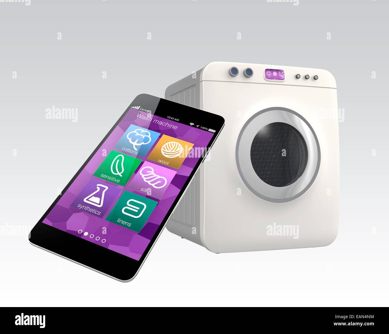 Wash machine controlled by smart phone. Concept for IoT ( Internet of ...