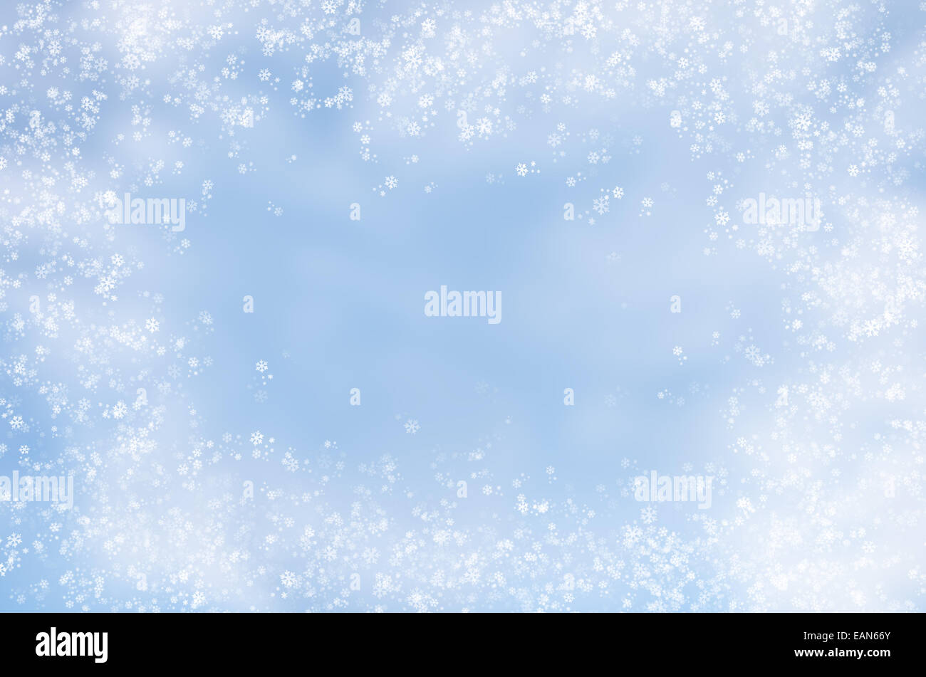 Falling snowflakes on blue background Stock Photo - Alamy
