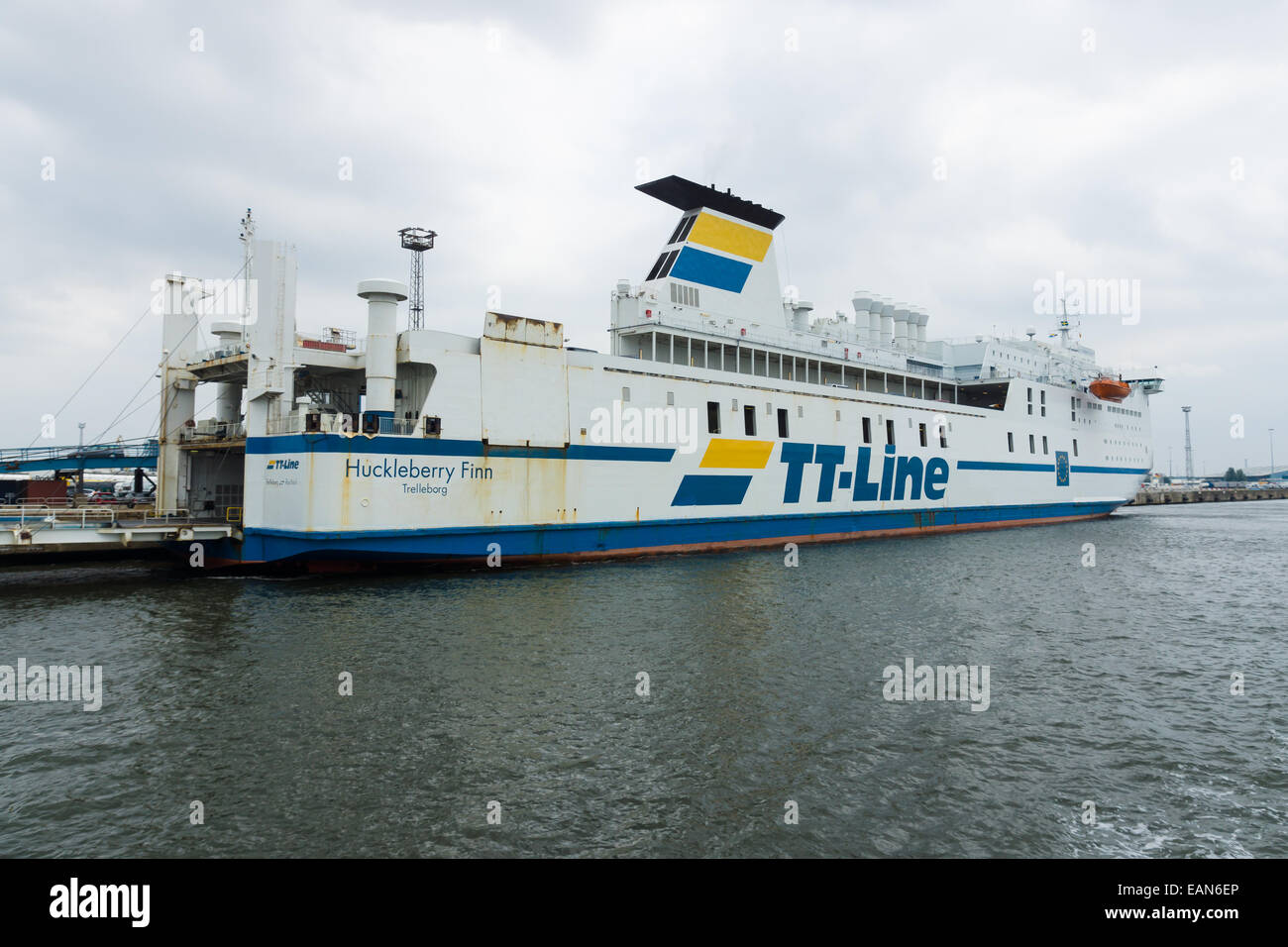 The ferry MS Huckleberry Finn, a shipping company's TT-Line in the ...