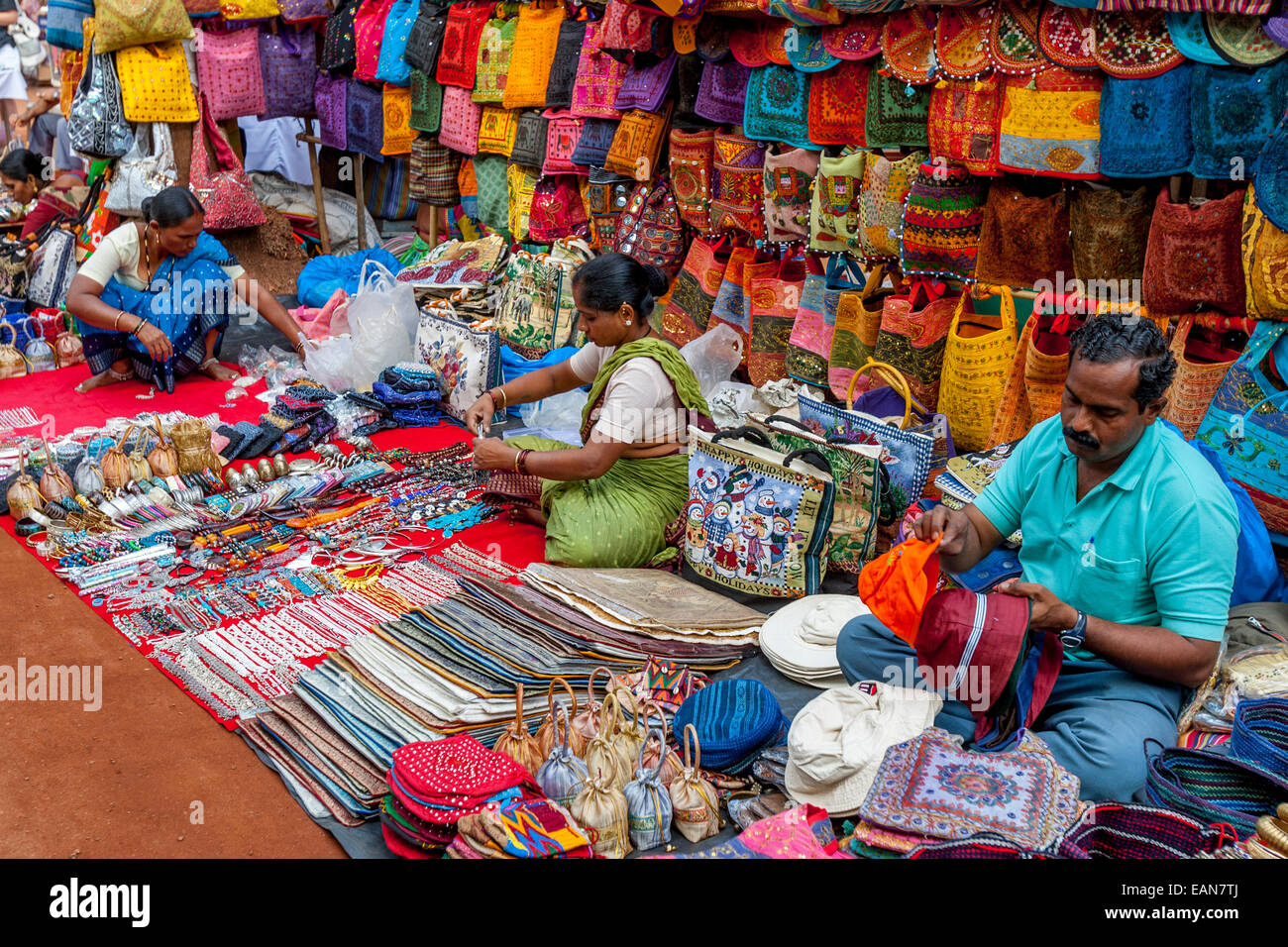 Anjuna Flea Market, Anjuna, Goa, India Stock Photo - Alamy