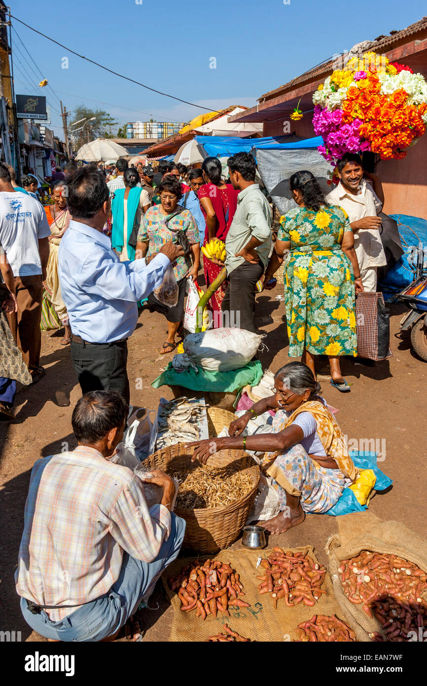 Women Selling Dried Fish, Mapusa Friday Market, Goa, India Stock Photo ...