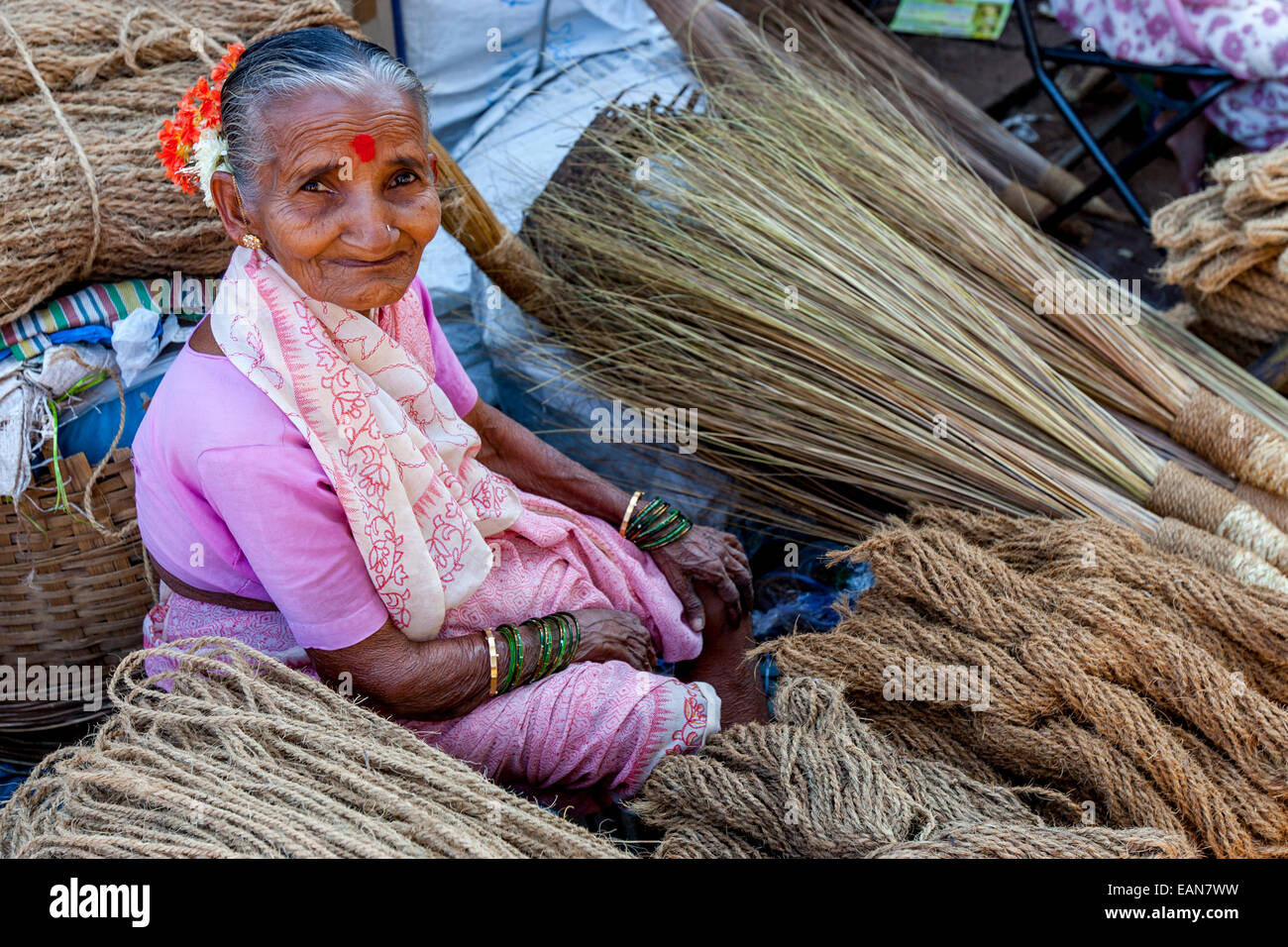 Woman Selling Rope, Mapusa Friday Market, Goa, India Stock Photo - Alamy