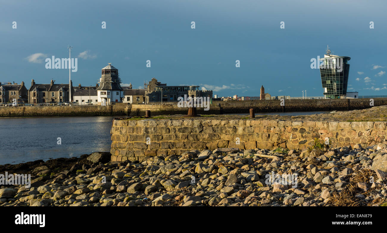 Old and new harbour master's control towers Stock Photo - Alamy
