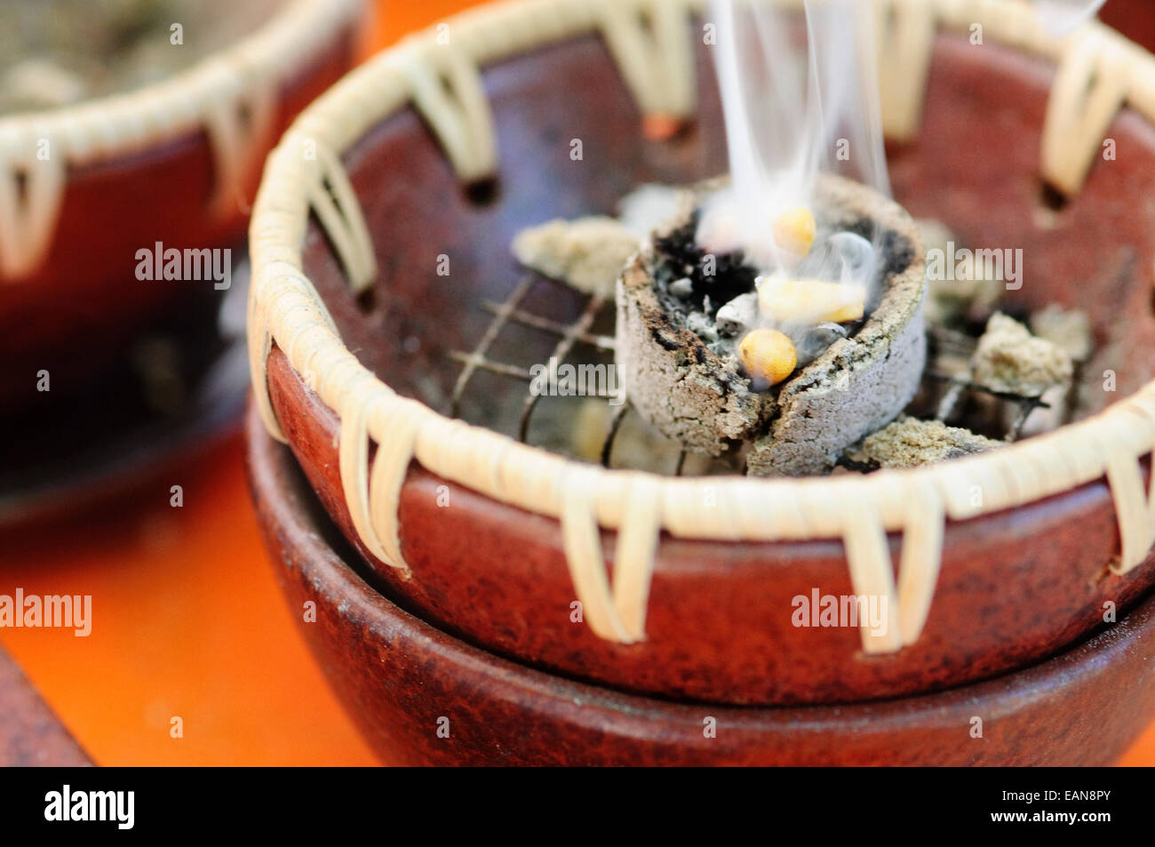 Fumigate Bowl with Incense Stock Photo - Alamy