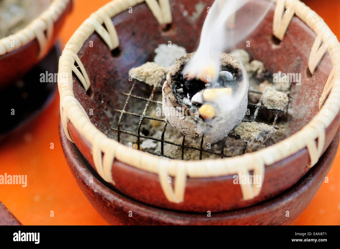 Fumigate Bowl with Incense Stock Photo - Alamy