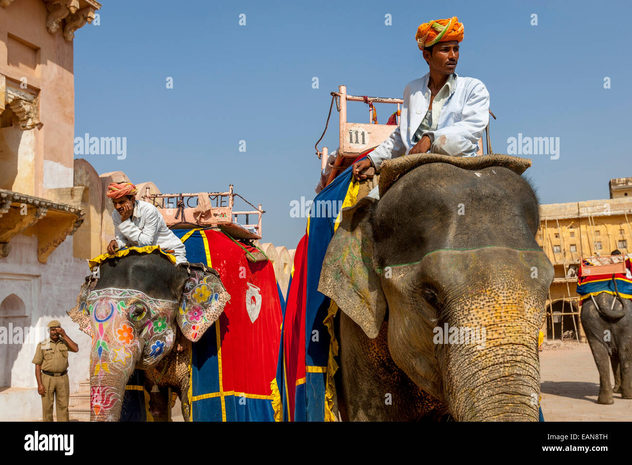 Elephant Ride At The Amer Palace, Jaipur, Rajasthan, India Stock Photo ...