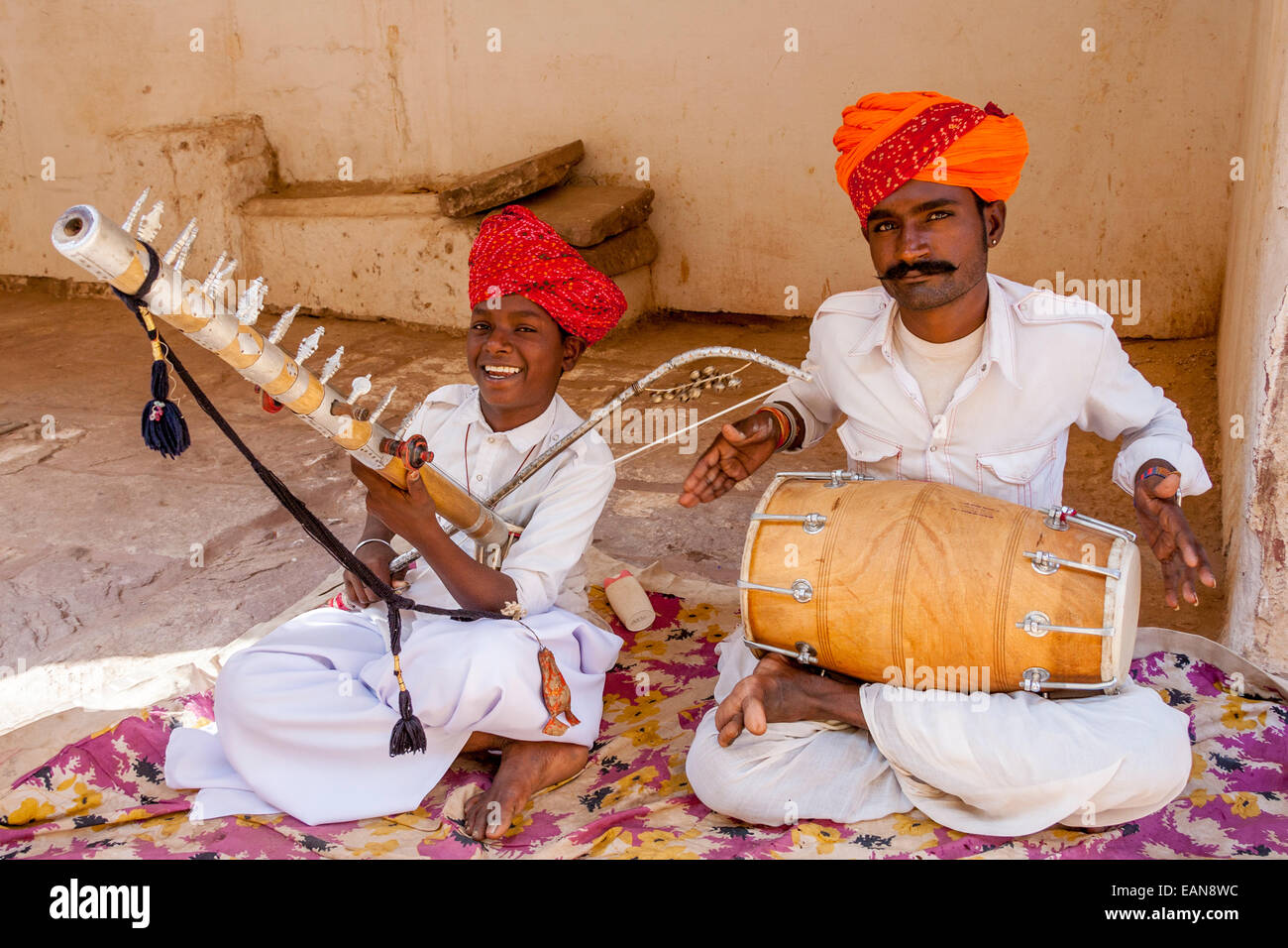 Indian musicians playing traditional instruments hi-res stock ...