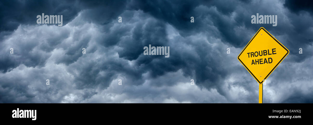 Trouble Ahead Road Sign Stock Photo - Alamy