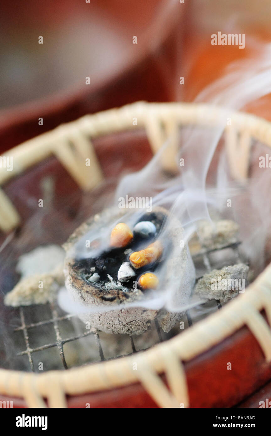 Fumigate Bowl with Incense Stock Photo - Alamy