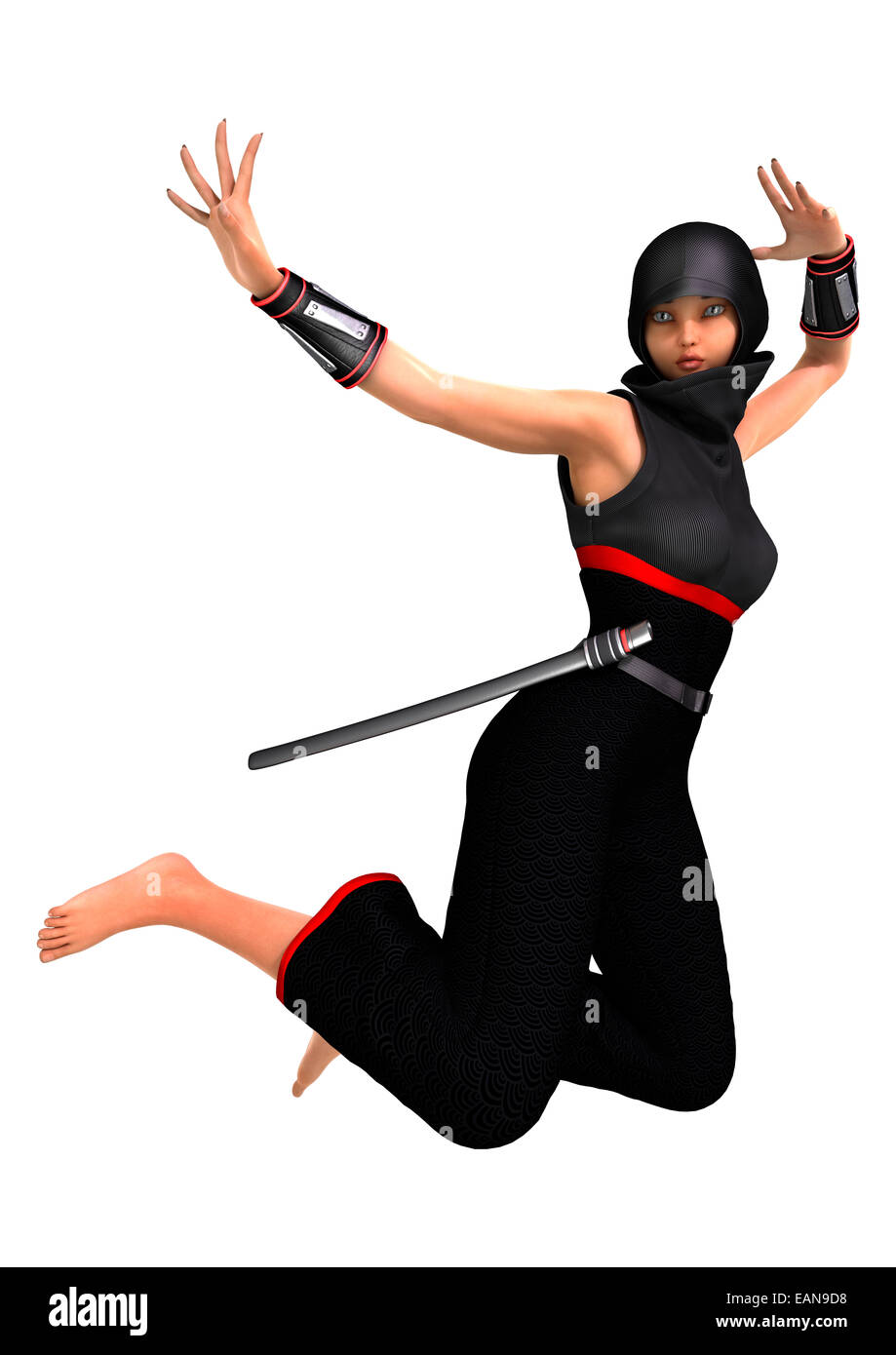 3D digital render of a ninja isolated on white background Stock Photo ...
