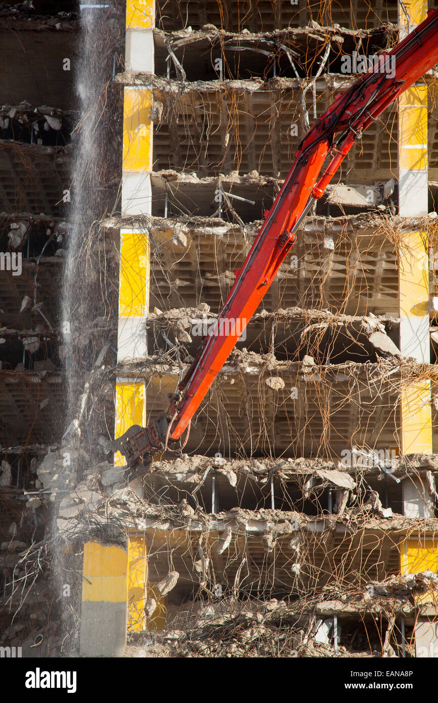 broken down large building during demolition Stock Photo - Alamy