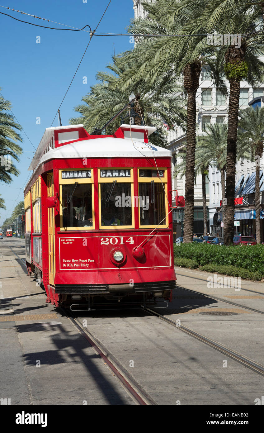 Riverfront streetcar on Canal Street New Orleans city centre USA Stock ...