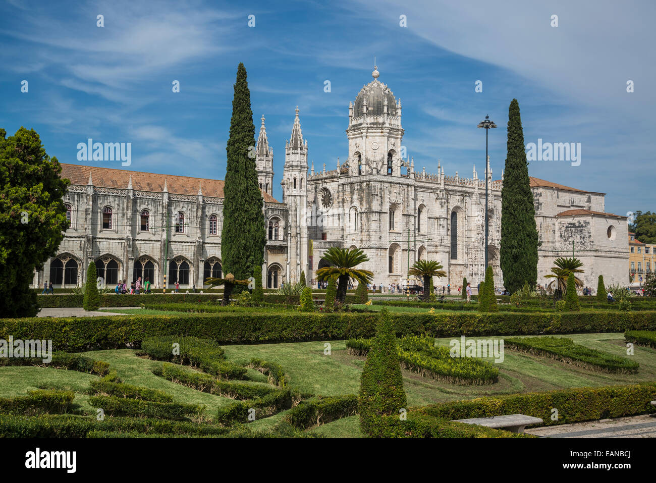 Imperial Garden and Jeronimos Monastery, Belem district, Lisbon ...