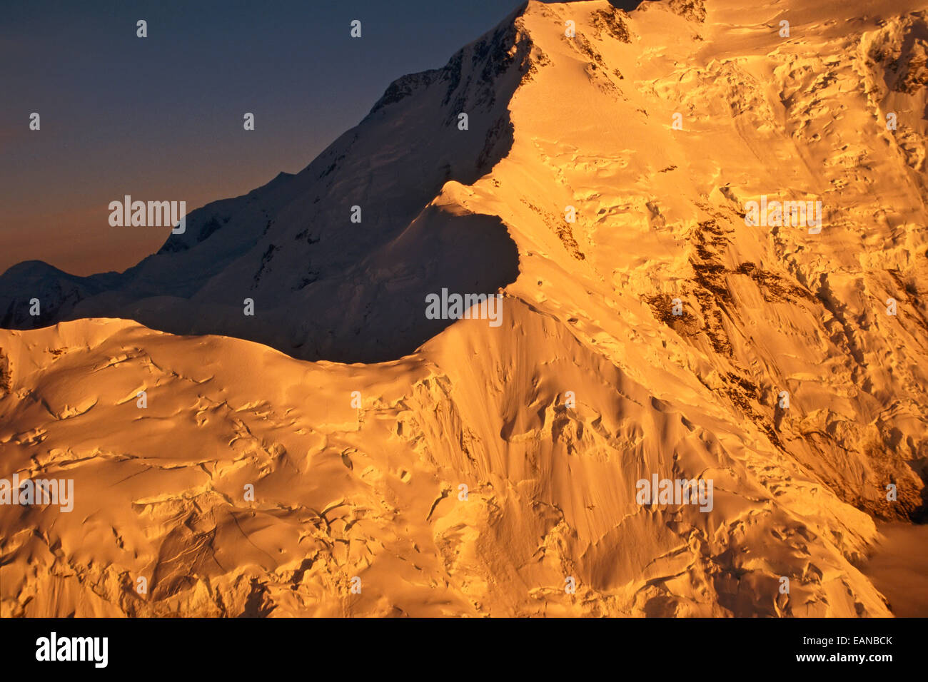 Aerial Mt Mckinley Alpenglow Denali Natl Park Interior Alaska Snow ...