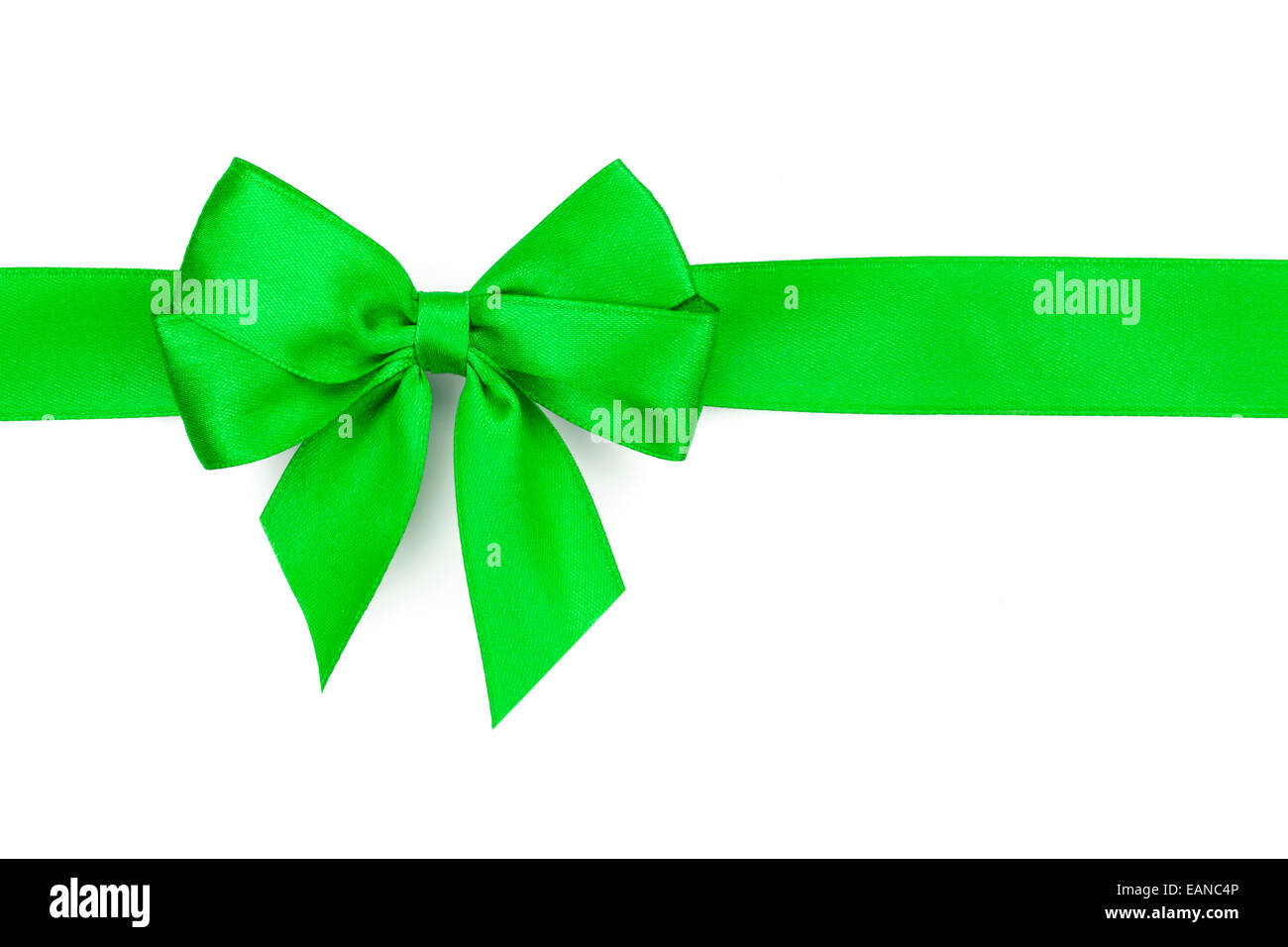 Green ribbon with bow. Isolated on white background Stock Photo - Alamy