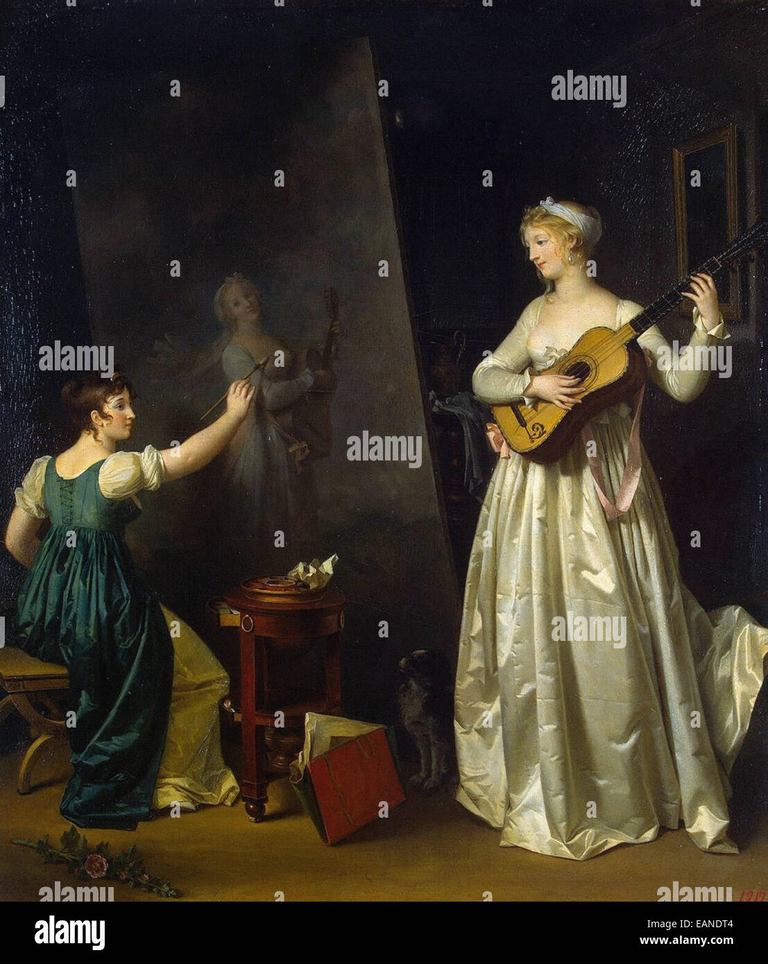 Marguerite Gerard Artist Painting a Portrait of a Musician Stock Photo ...