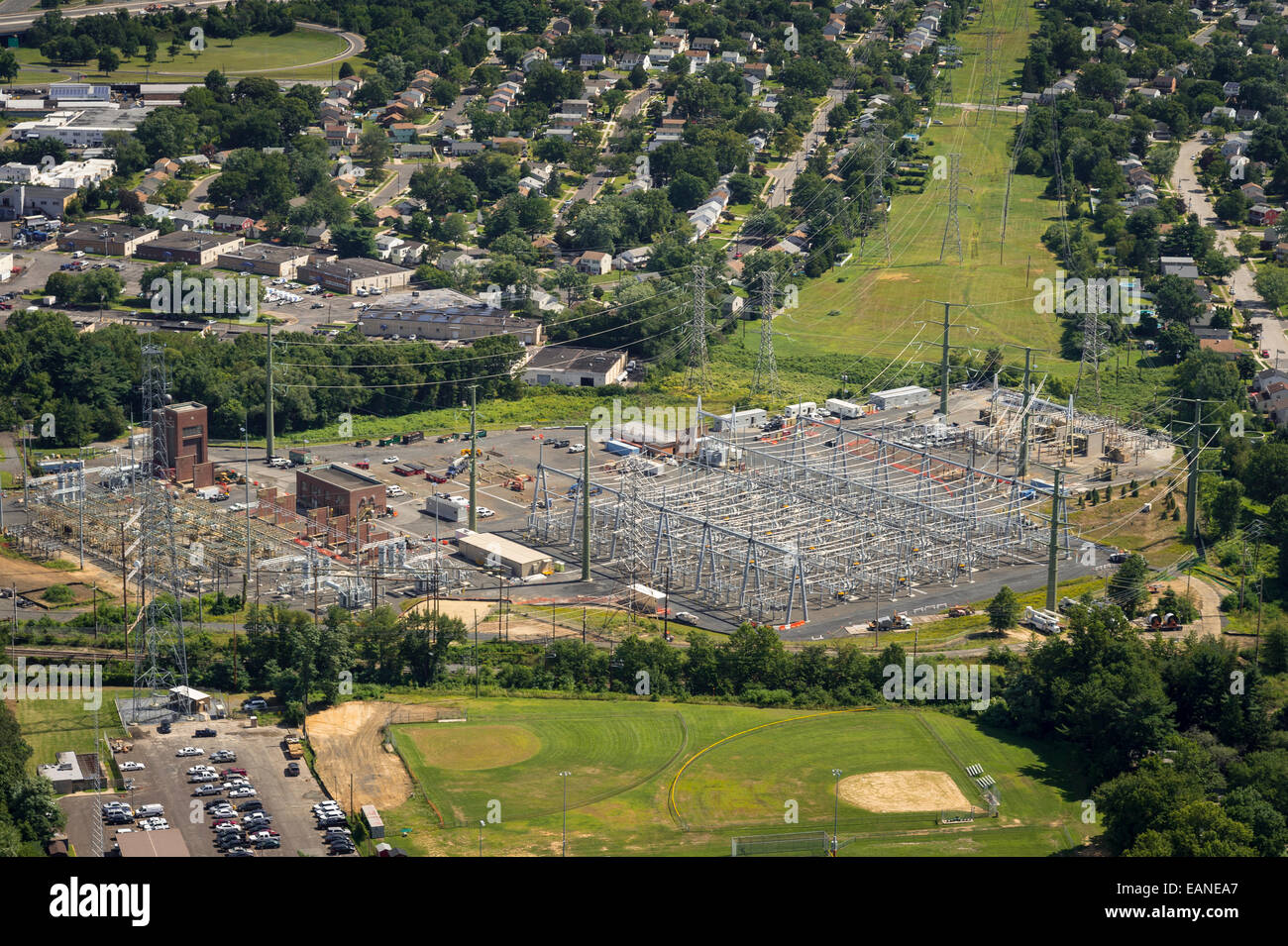 aerial view of electric distribution substation unit Stock Photo - Alamy