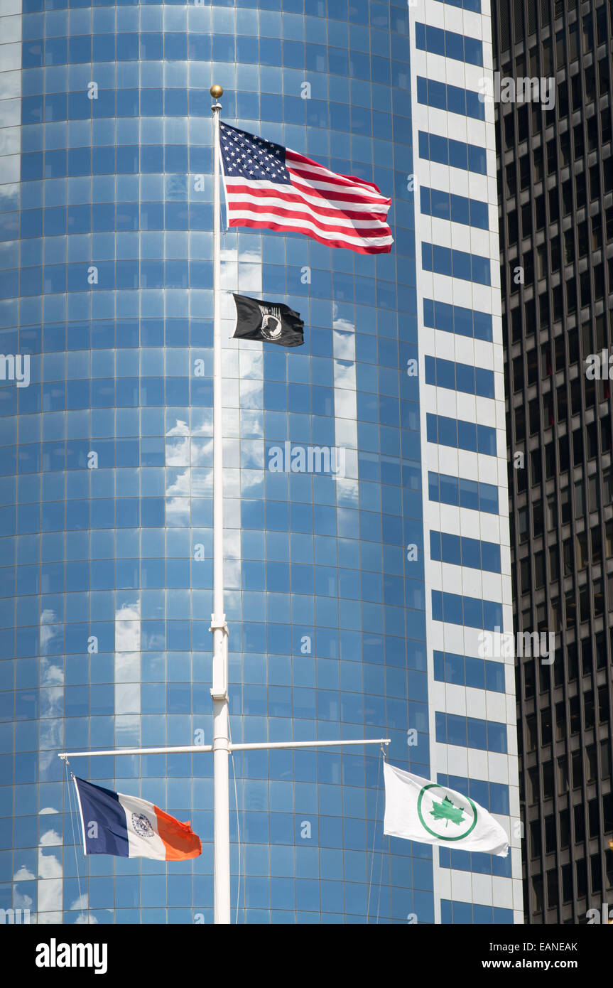 Four flags flying Battery Park, The Stars and Sripes, New York City ...