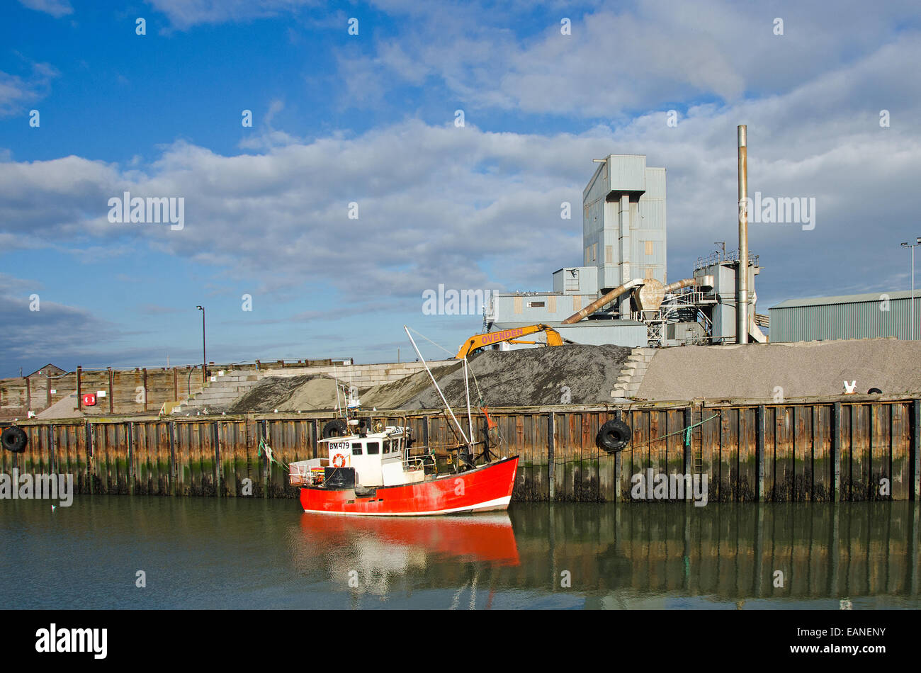Lisa K, a whelk potter, in front of the Asphalt plant, operated by ...