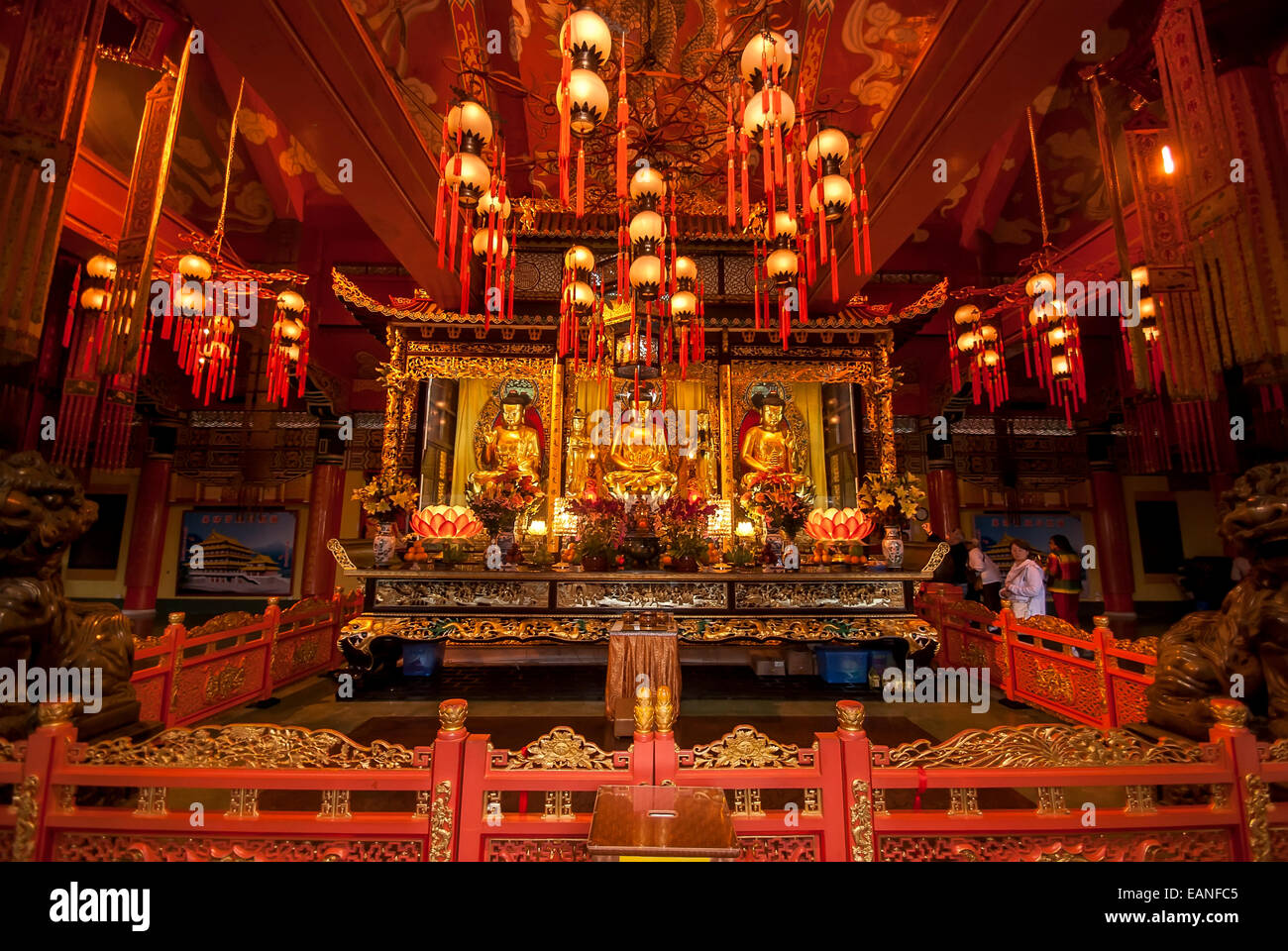 Altar inside the Tian Tan Buddha Temple located at Ngong Ping, Lantau ...