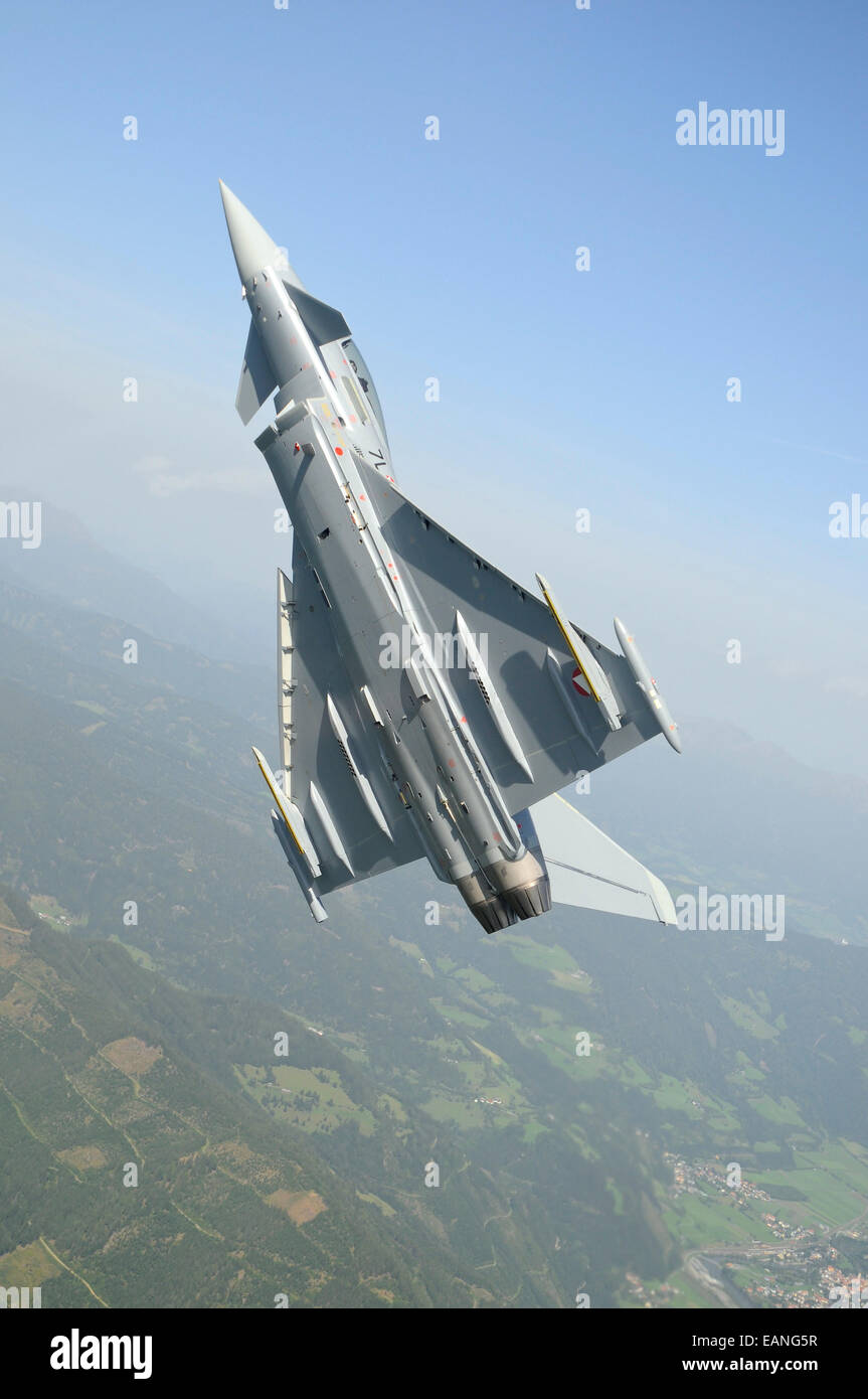An Austrian Air Force Eurofighter EF2000 Typhoon during a step climb ...