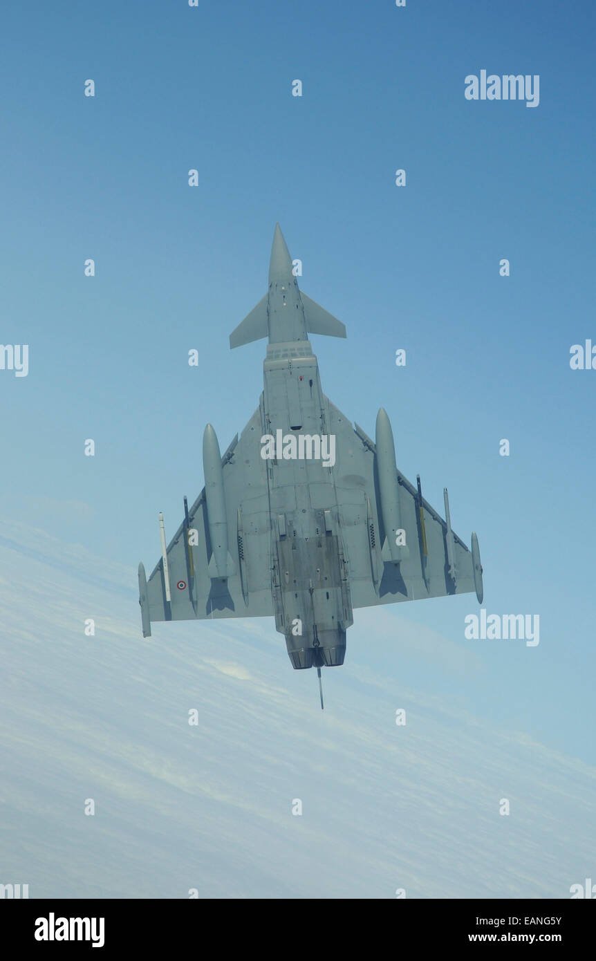 An Italian Air Force Eurofighter EF2000 Typhoon taken during aerobatic ...