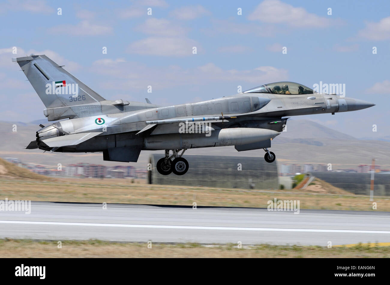 A United Arab Emirates Air Force F-16E Block 60 landing at Konya Air ...