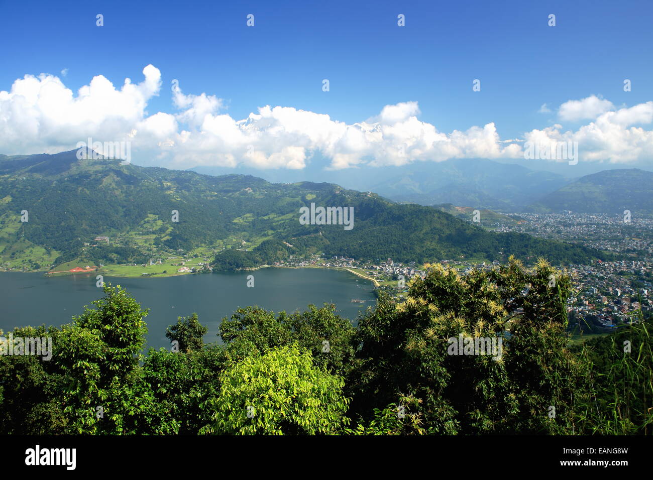 The 4.43 km2-784 ms.high Phewa tal-lake and the Annapurnas peaks ...