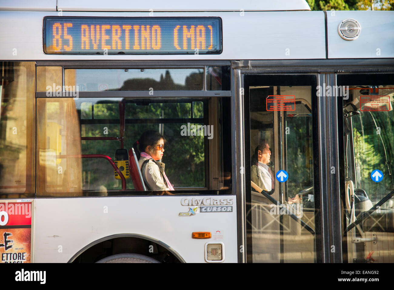 people on fast public transport bus in rome italy Stock Photo - Alamy
