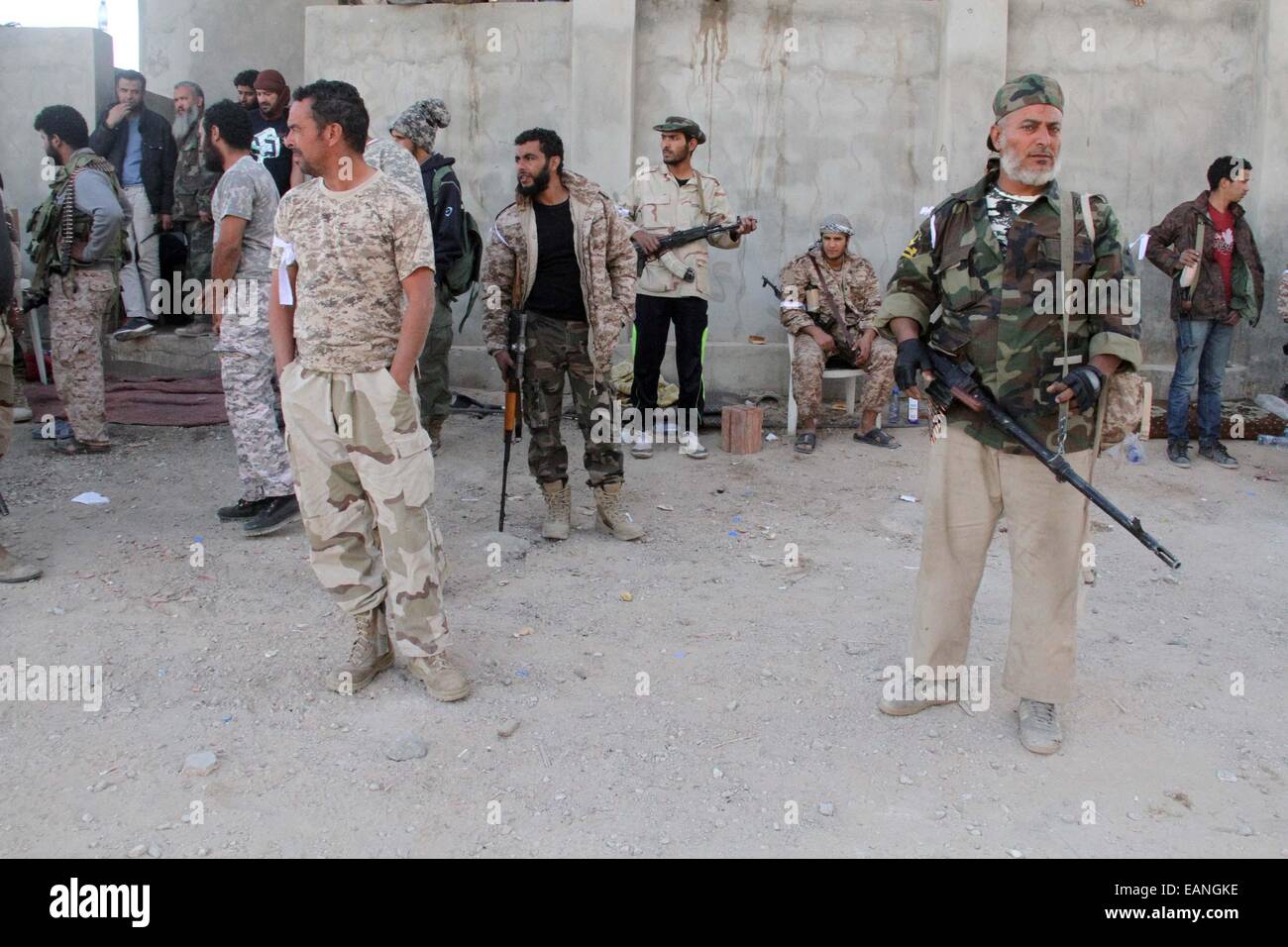Tripoli, Libya. 18th Nov, 2014. Some Libya Dawn fighters wait for ...