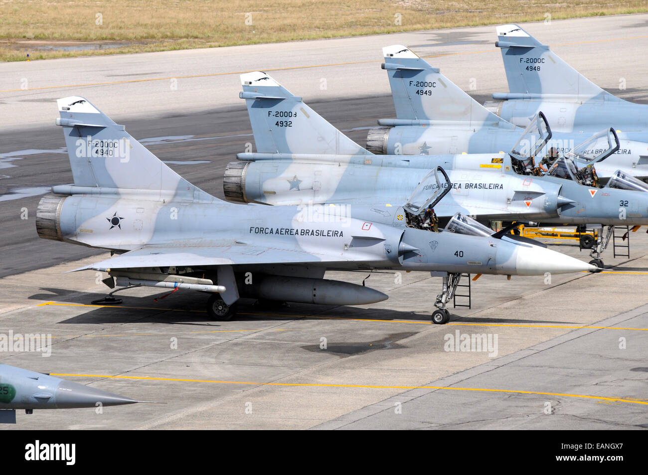 Line-up of Brazilian Air Force F-2000 (Mirage 2000) aircraft at Natal ...