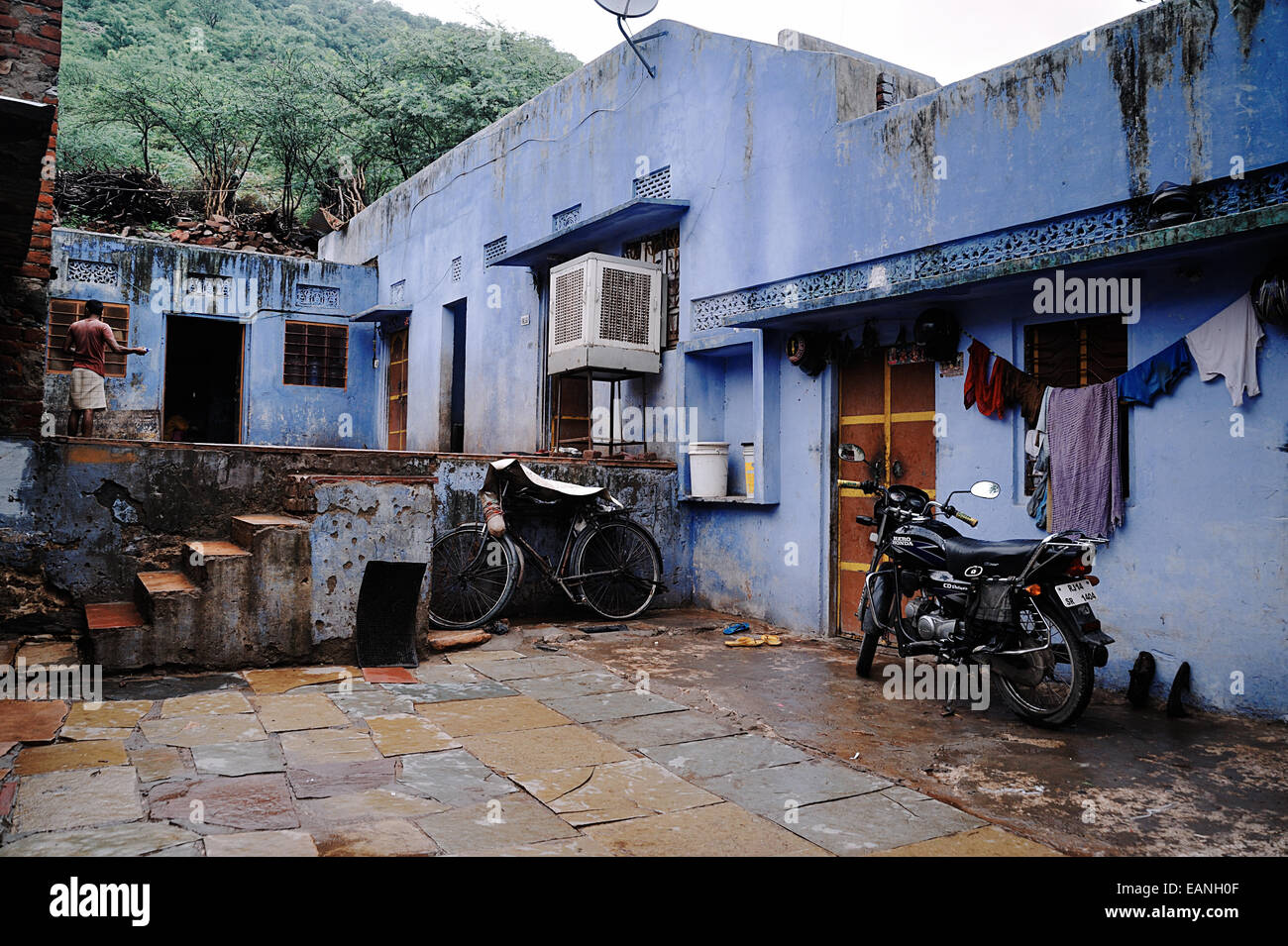 Blue houses in a village near Jaipur, Rajasthan, India Stock Photo - Alamy