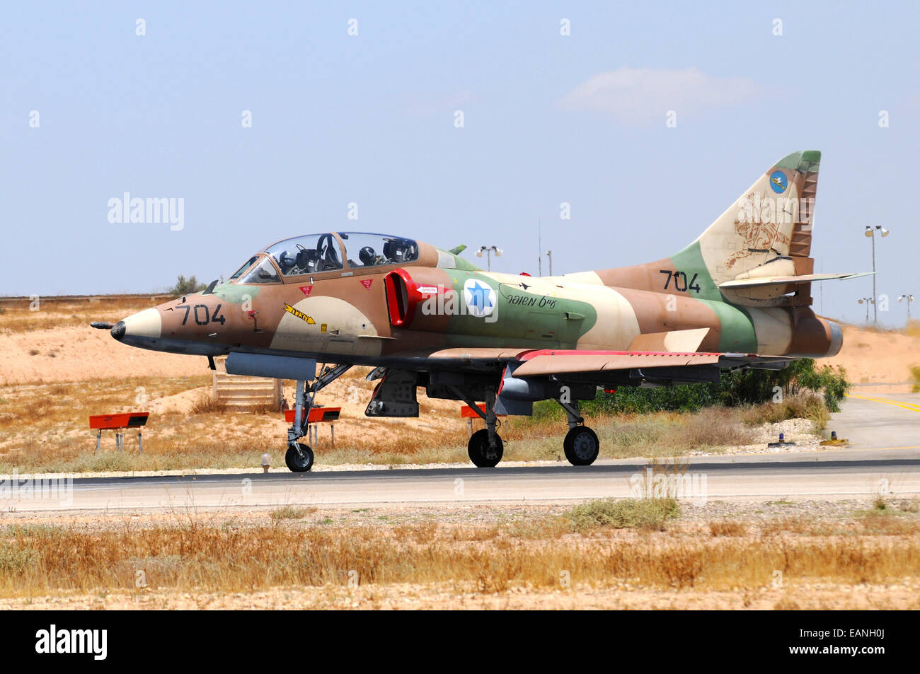 Israeli Air Force TA-4 Ayit (Skyhawk) taken before take-off at Hatzerim ...