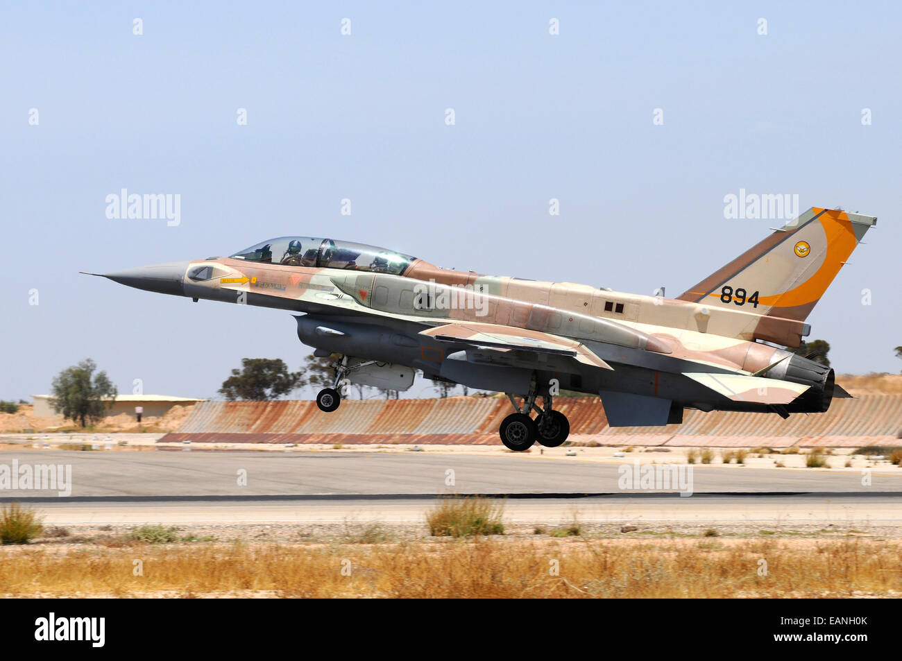 Israeli Air Force F-16I Sufa landing at Hatzerim Airbase, Israel Stock ...
