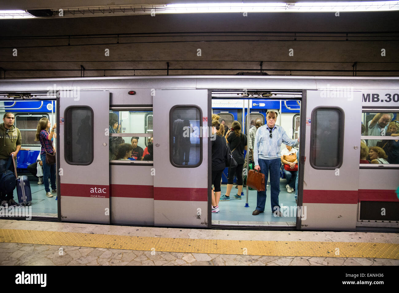 Metro train at station, Rome Italy, Europe Stock Photo - Alamy