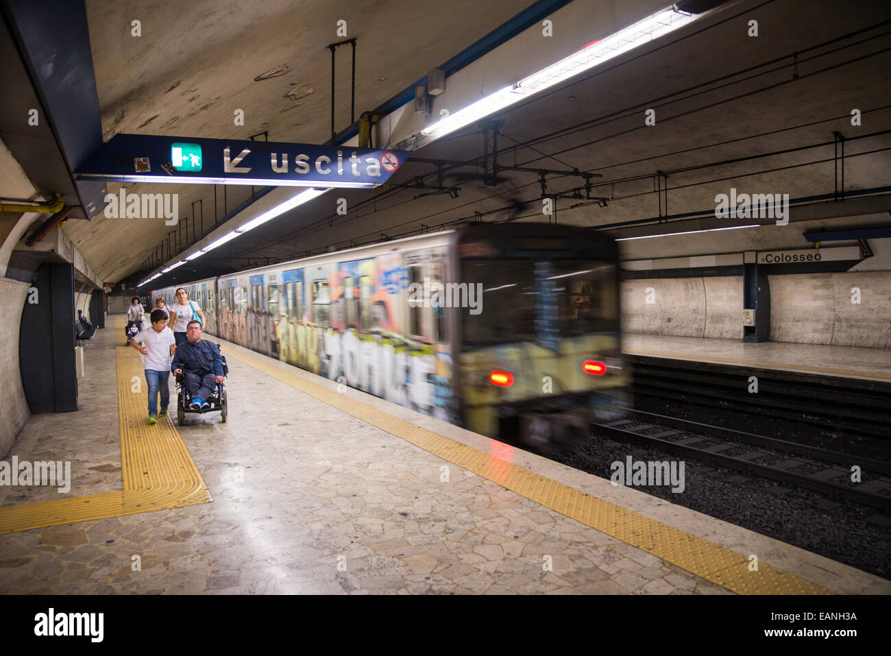 Metro train at station, Rome Italy, Europe Stock Photo - Alamy