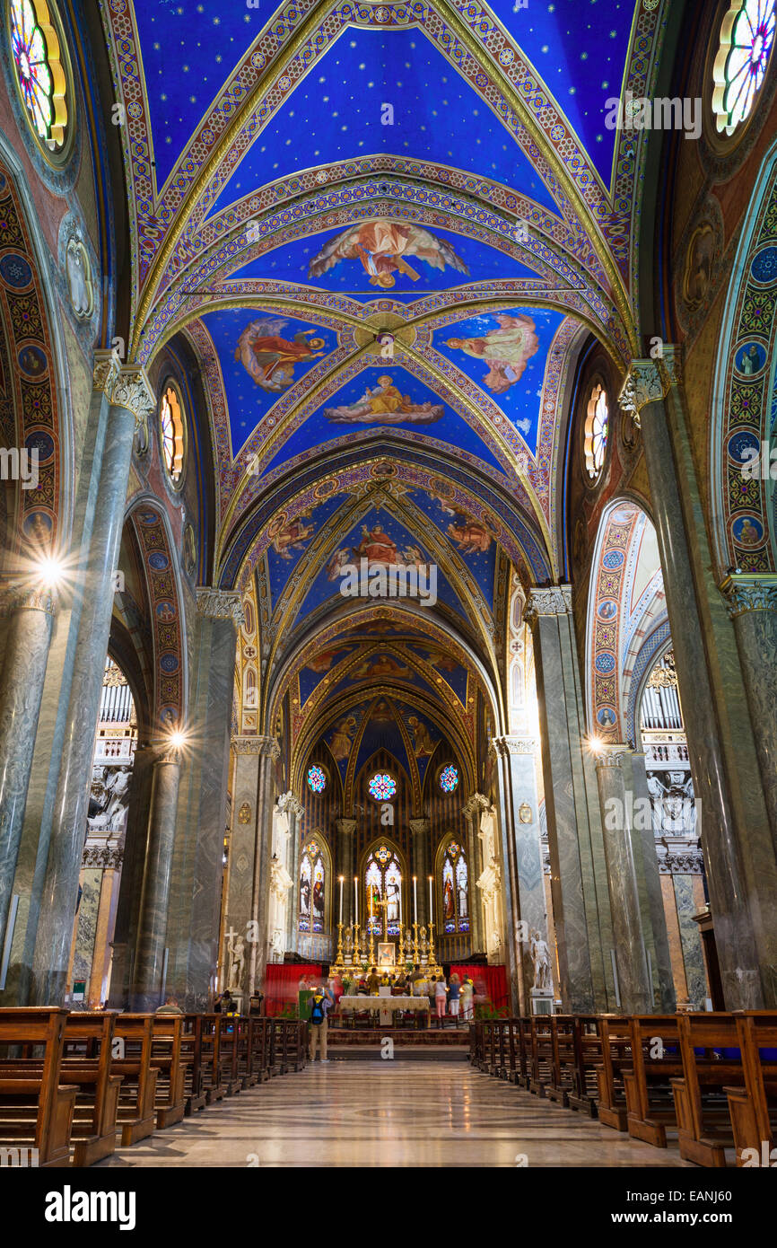 Interior of the Gothic basilica, construction began at the end of the ...