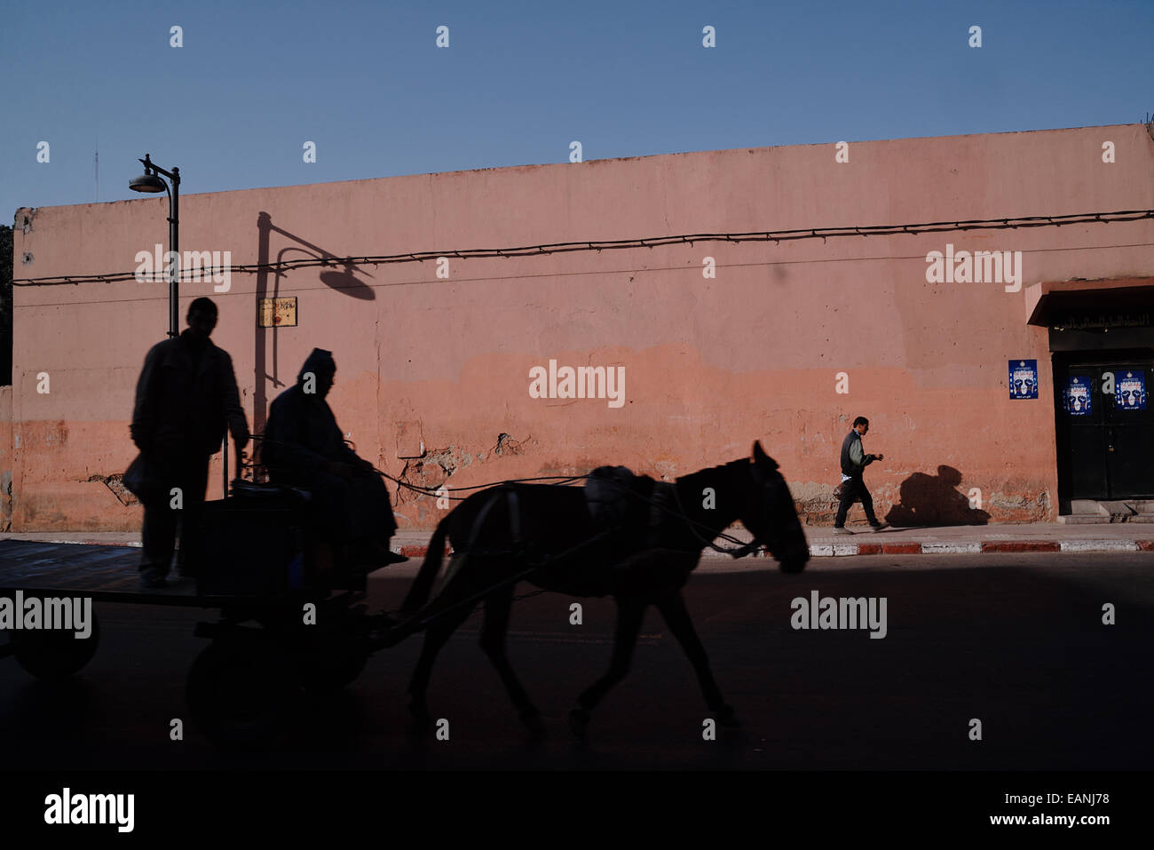 Street scene in the old city of Marrakesh early in the morning, Morocco ...