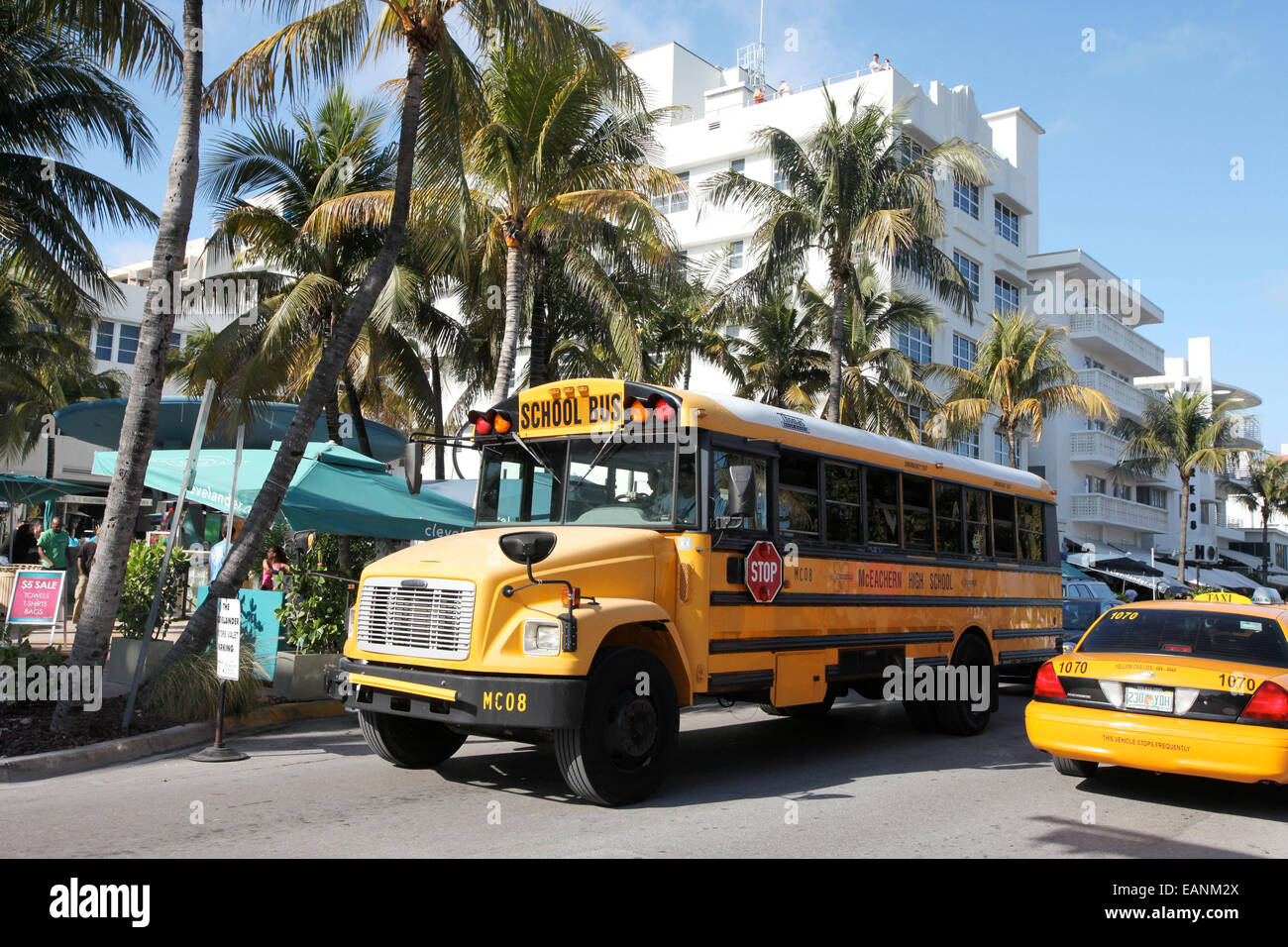 A general view of a school bus in Miami on 19th December 2010 Stock ...