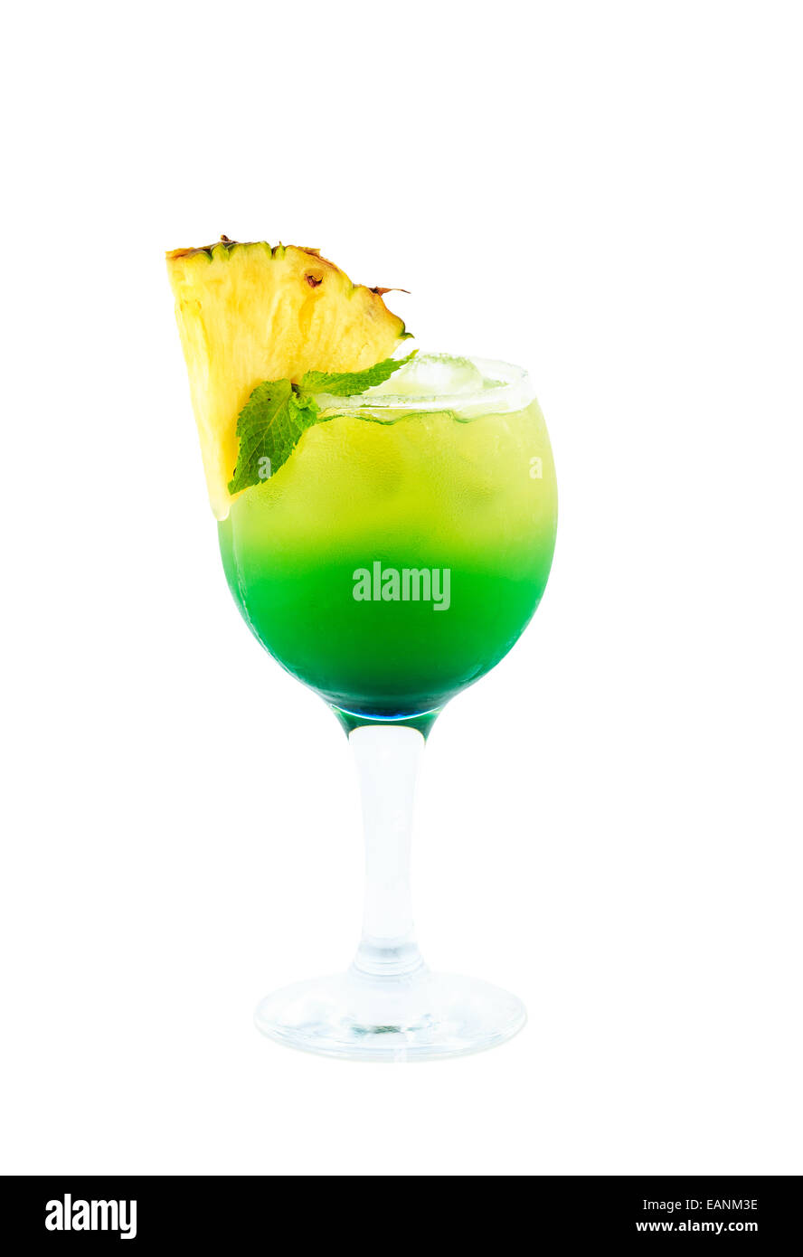 yellow green cocktail isolated with clipping path on white background ...