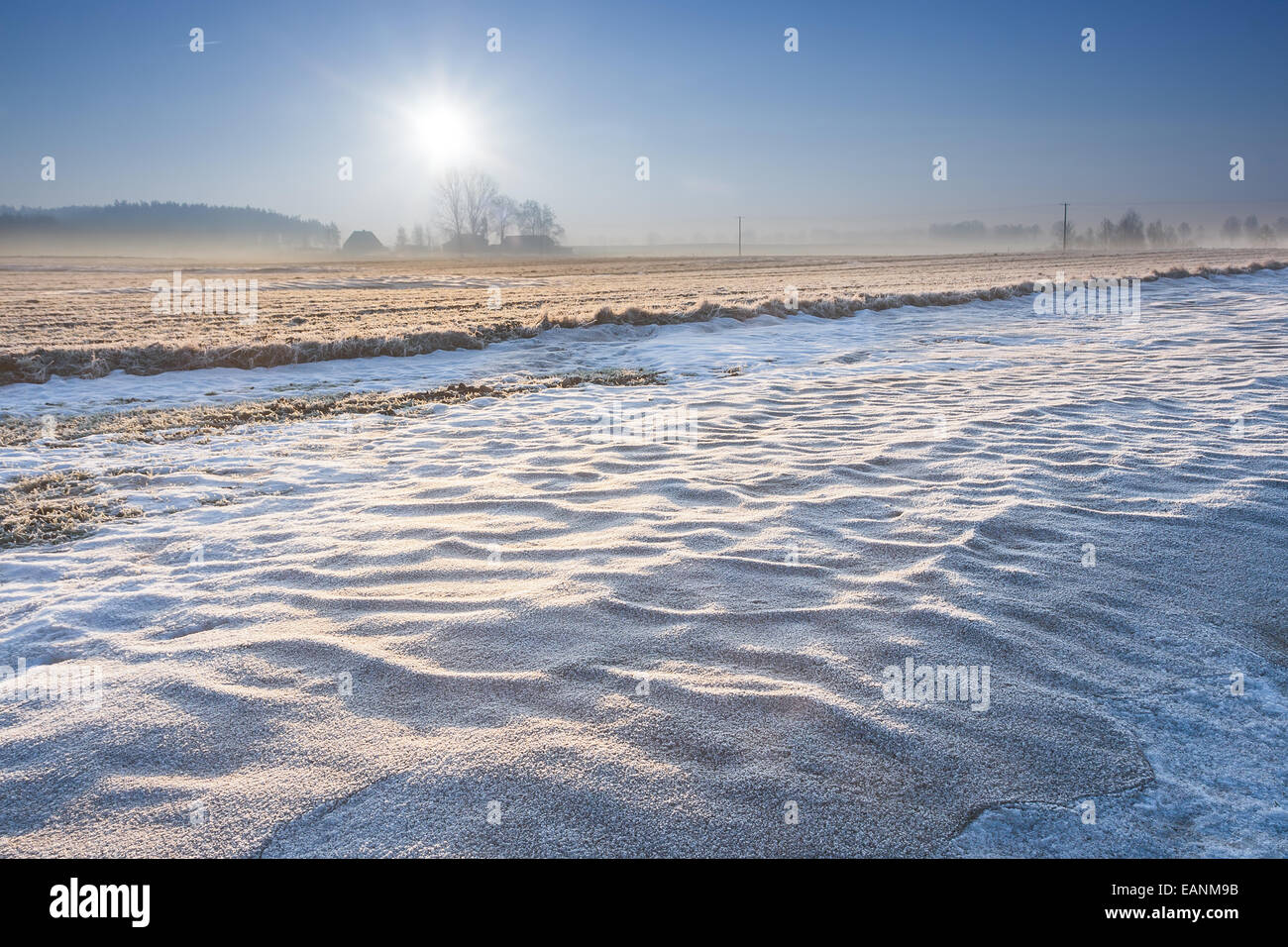 Winter field landscape Stock Photo - Alamy